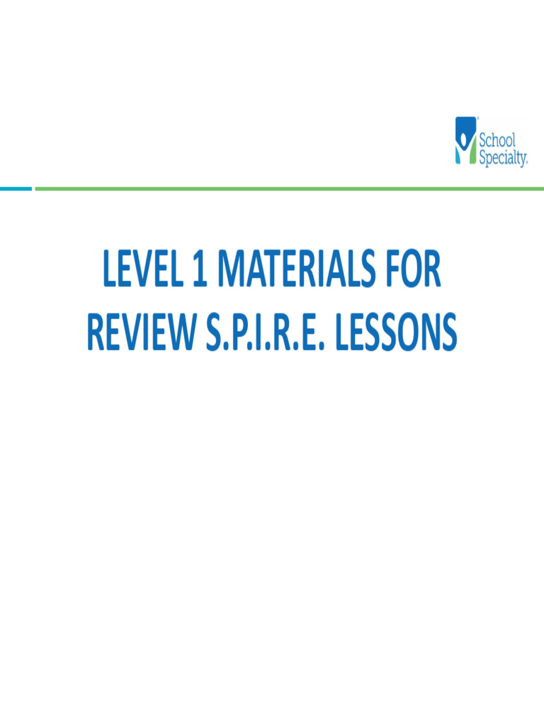 Level 1 Review Lesson Materials - SSI | PDF
