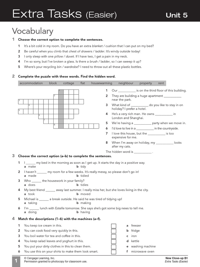 Ncu b1 Extra Tasks Easier U5 | PDF