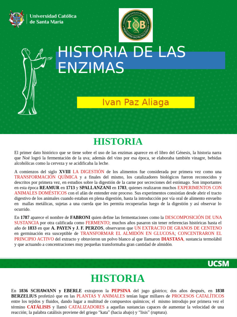 Diapositivas Historia de Las Enzimas | PDF