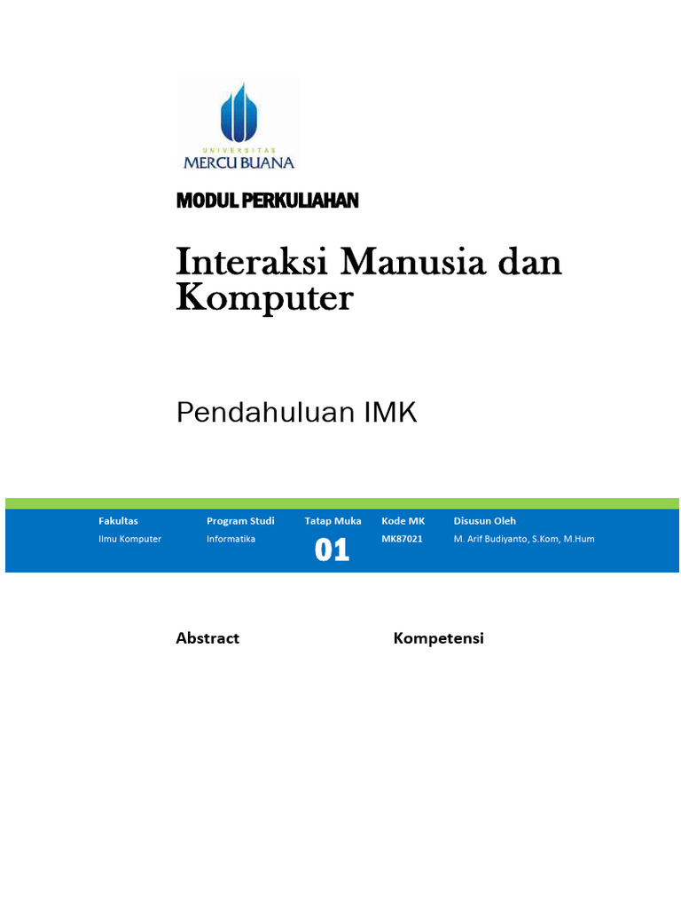 Modul Interaksi Manusia Dan Komputer (TM1) | PDF