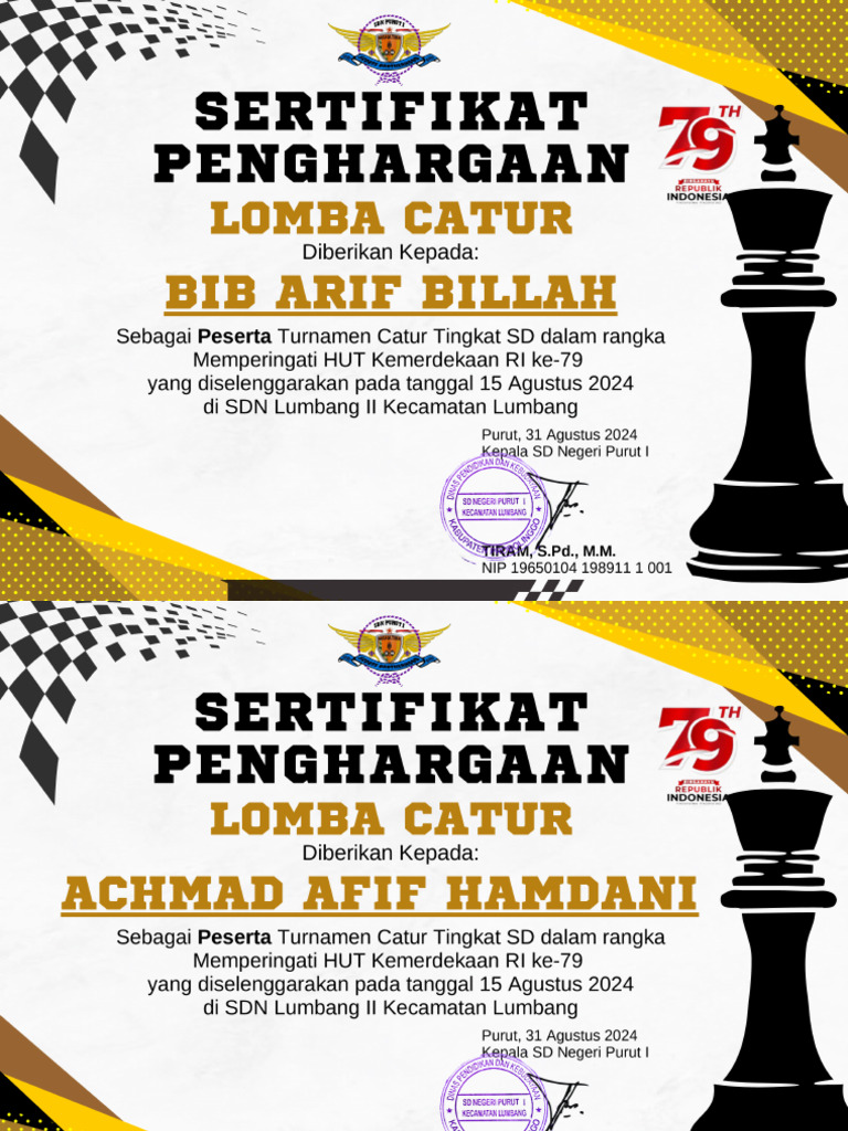 Sertifikat Catur | PDF