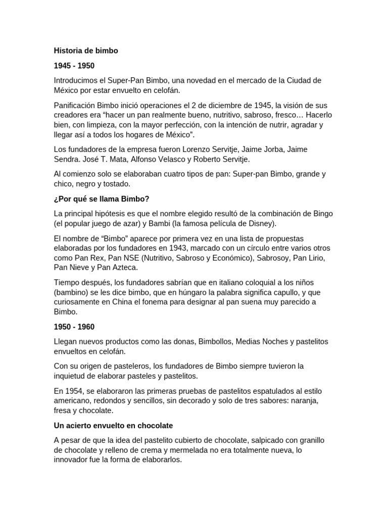 Historia de Bimbo | PDF