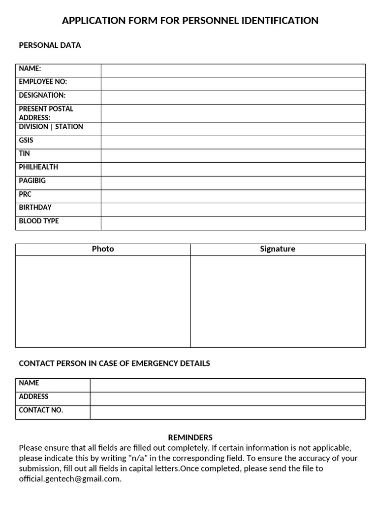 Id Application Form | PDF