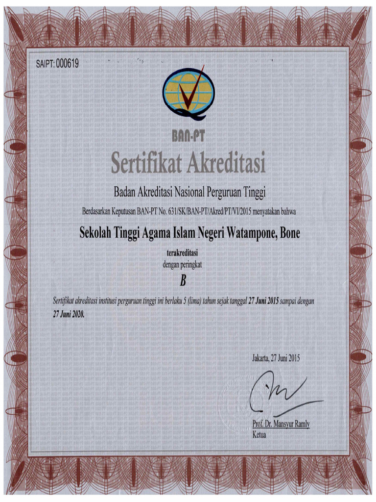 Akreditasi Stain Watampone | PDF