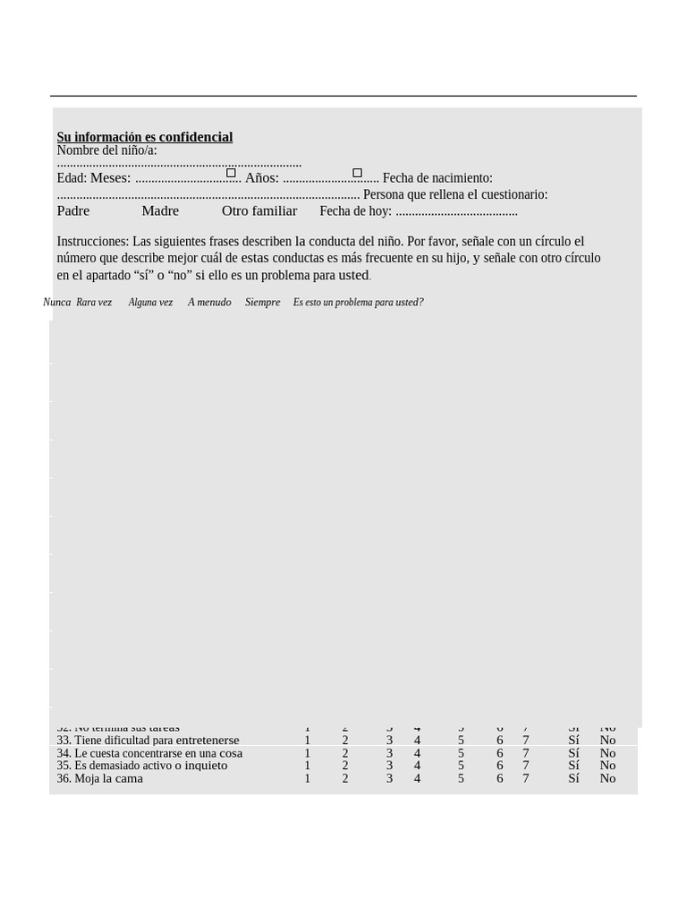 Inventario Eyberg de Comportamiento en Ninos | PDF