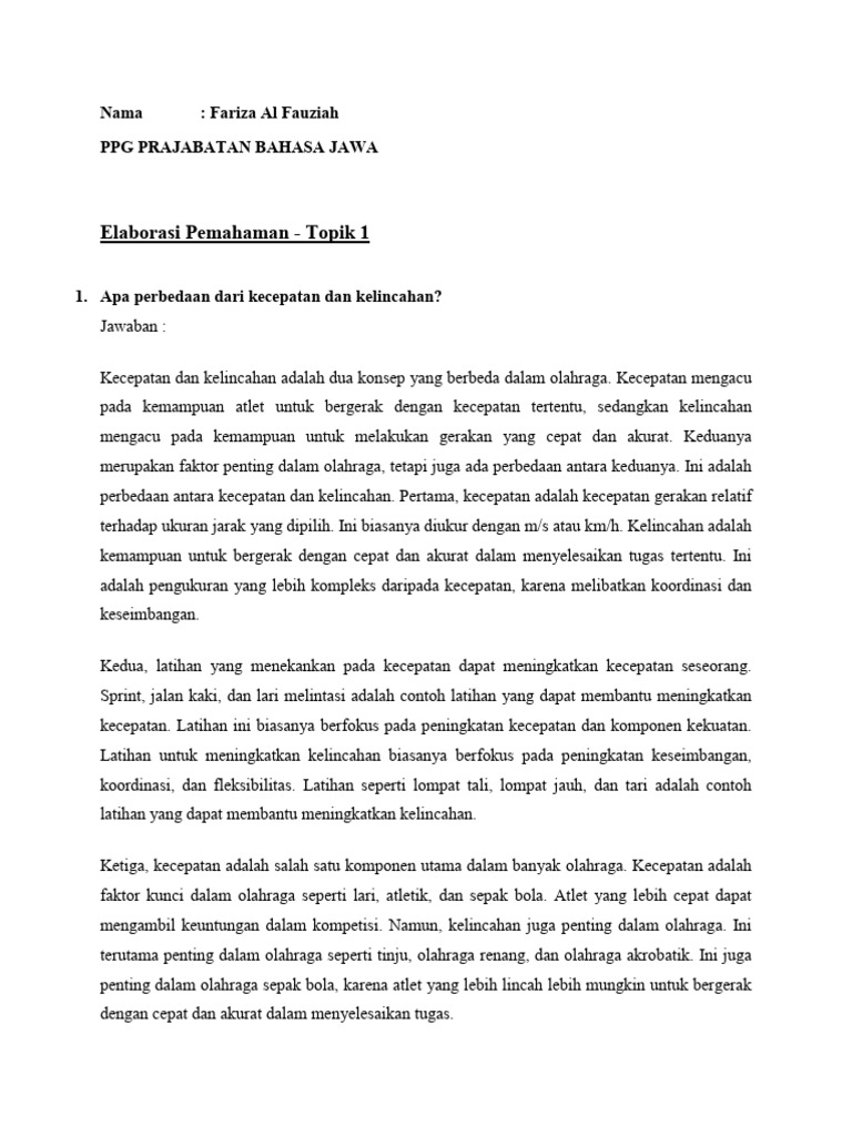 Elaborasi Pemahaman - Topik 1 | PDF