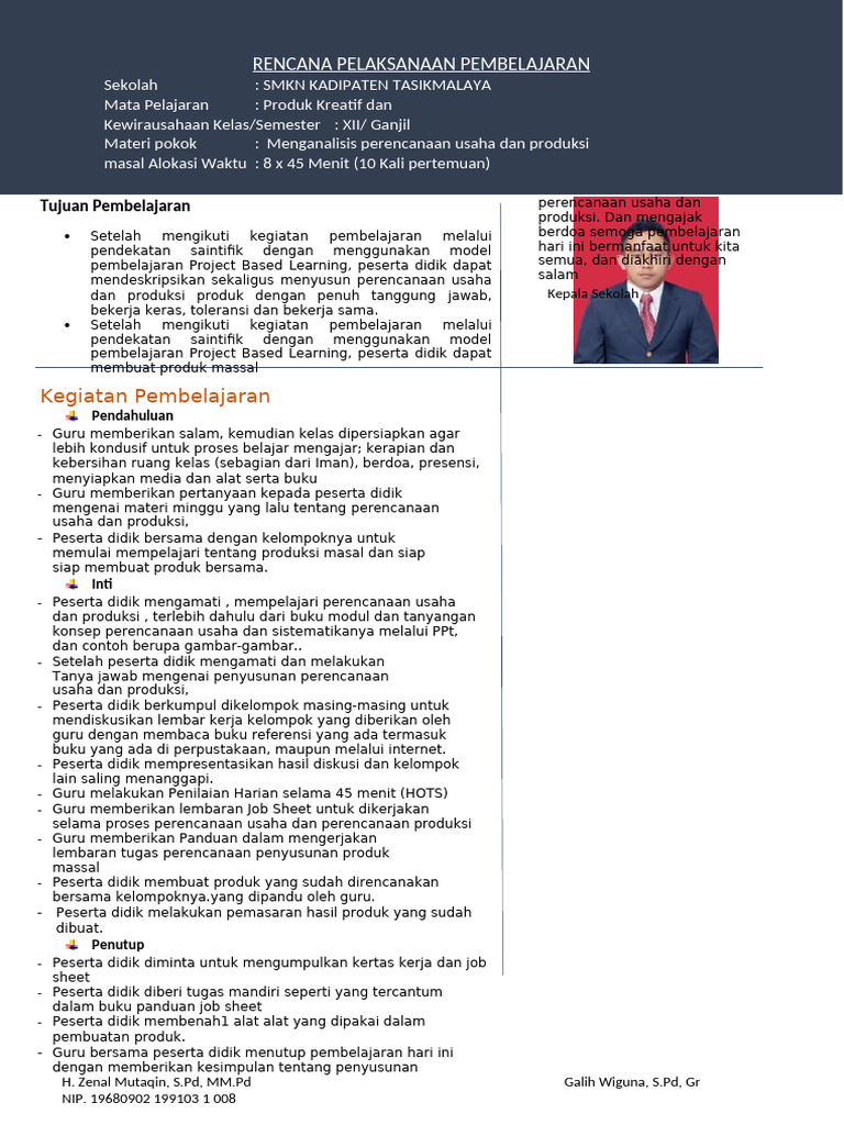 RPP PKK TBSM Kelas Xii | PDF