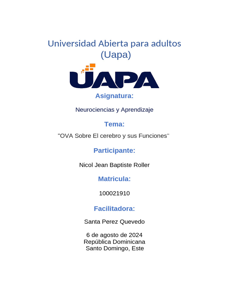 Tarea 1neurociencias y Aprendizaje, Nicol Roller24 | PDF