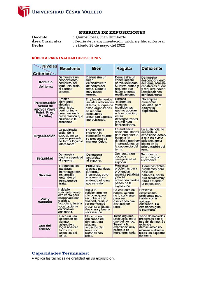 Rubricas de Simulación de Audiencia y Exposiciones | PDF