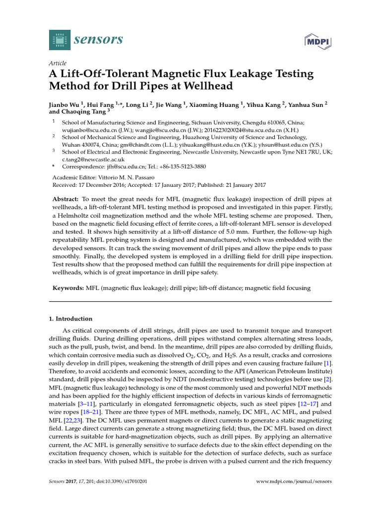 A Lift-Off-Tolerant Magnetic Flux Leakage Testing | PDF