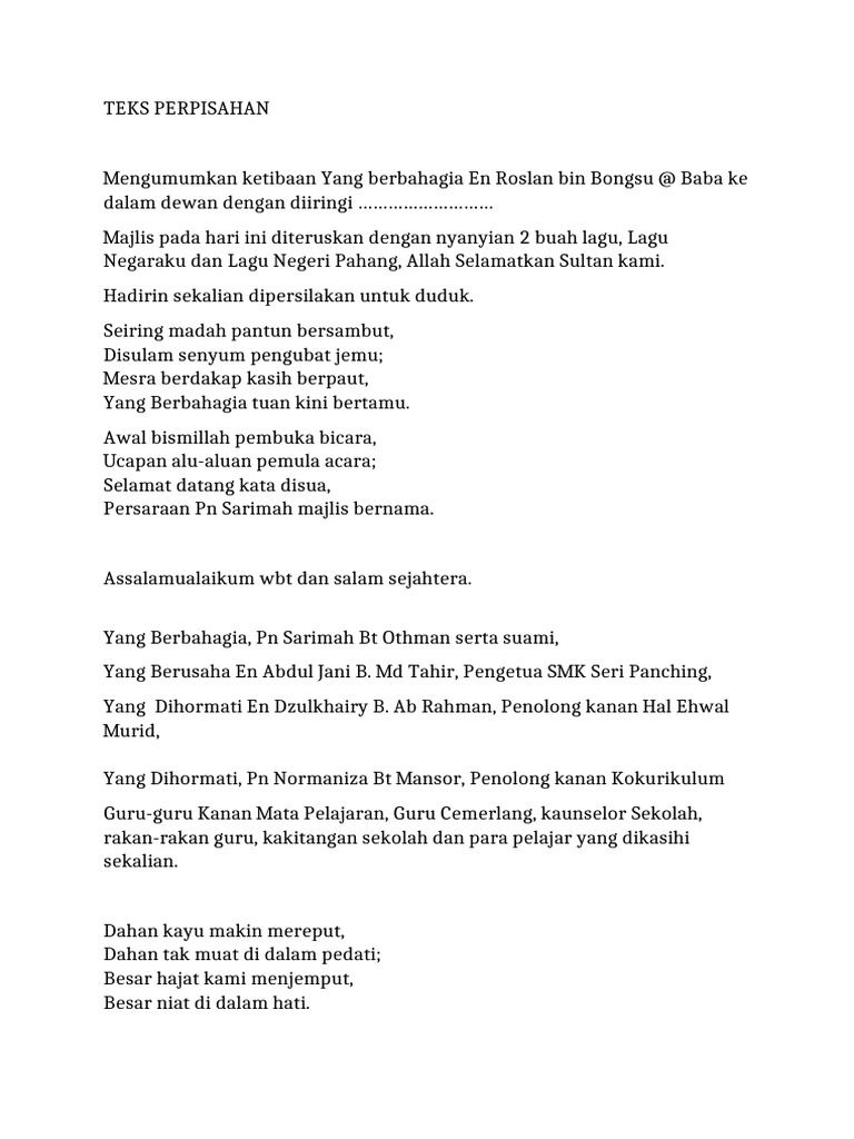 Teks Juruacara Majlis Persaraan | PDF