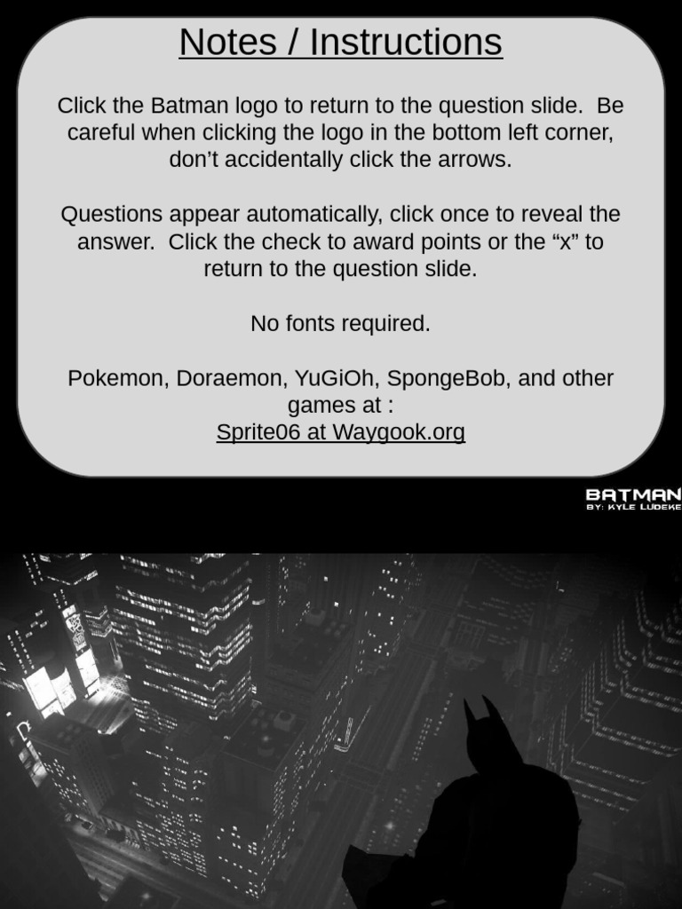 Batman PPT Bomb Game | PDF