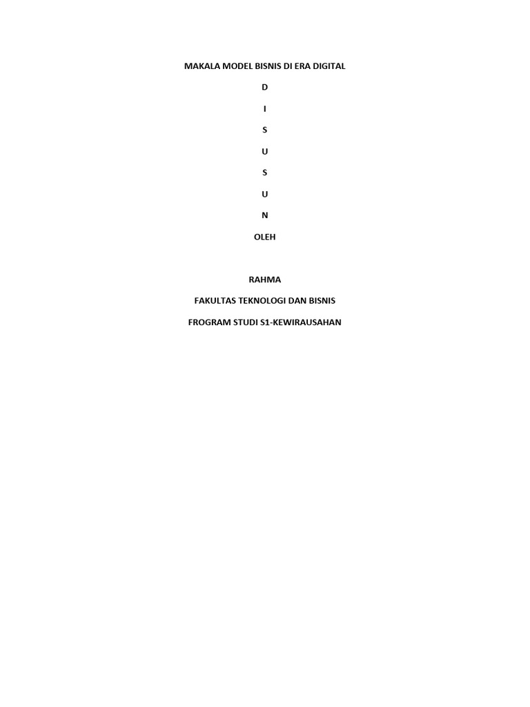 Makala Model Bisnis Di Era Digital | PDF