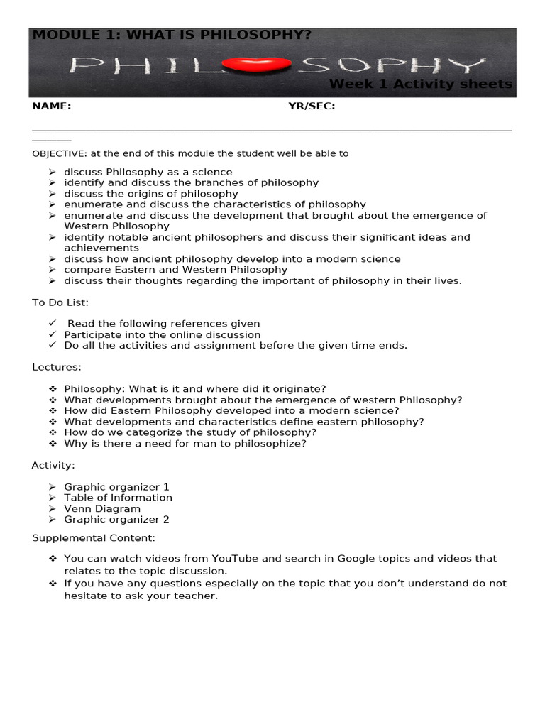 MODULE 1 PHILO Activity Sheets 1 | PDF