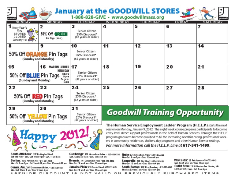Goodwill MA Store Discounts & Hours | PDF | Career & Growth | Lifestyle