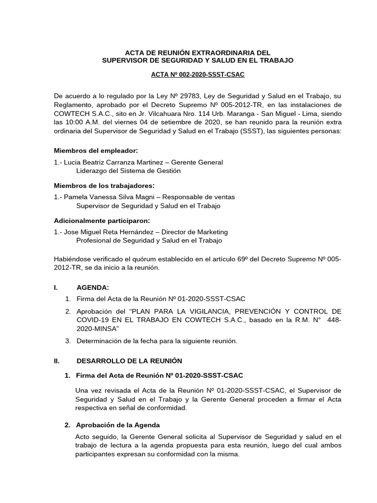 Sst-An-012 Acta Reunion Extra Ordinaria 002 Sup - SST Cow | PDF