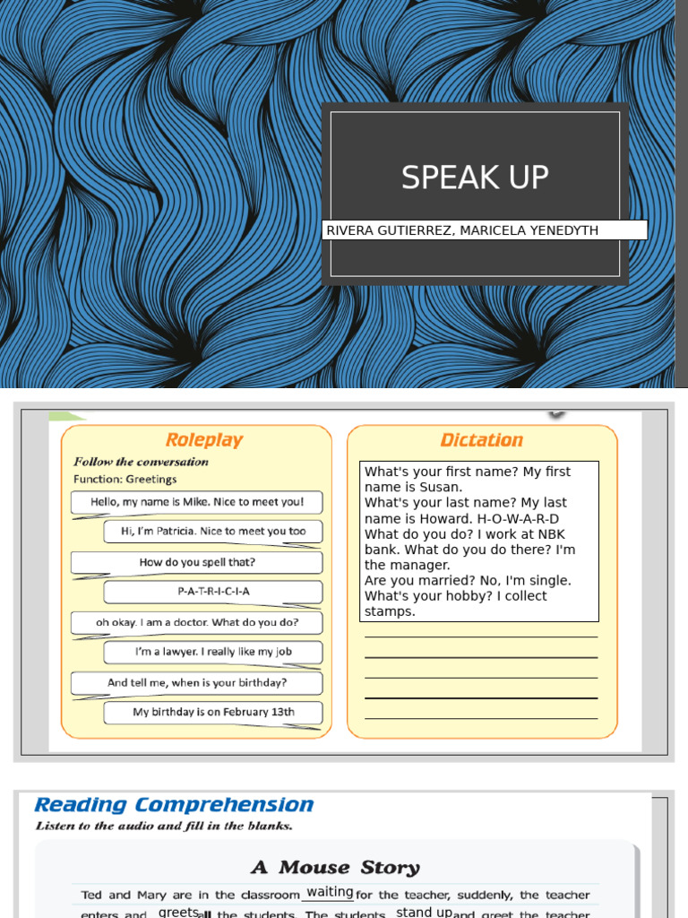 Speak Up 1 | PDF