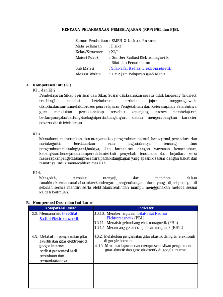 RPP Contoh Fisika | PDF