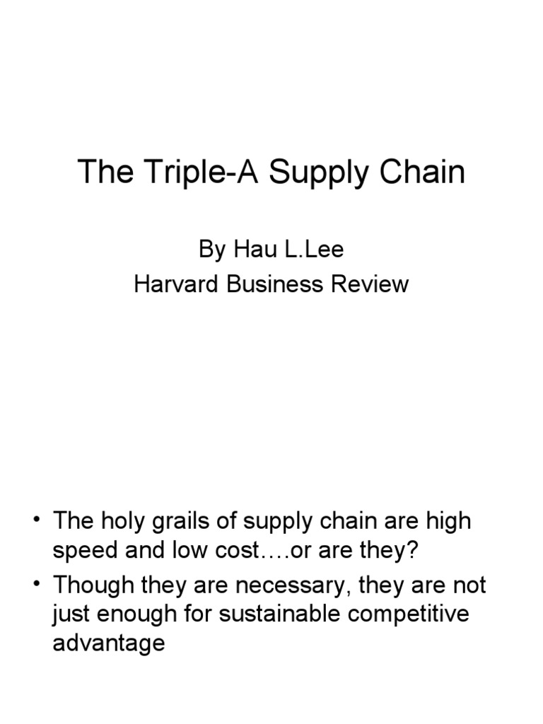 The Triple-A Supply Chain | Supply Chain | Economics