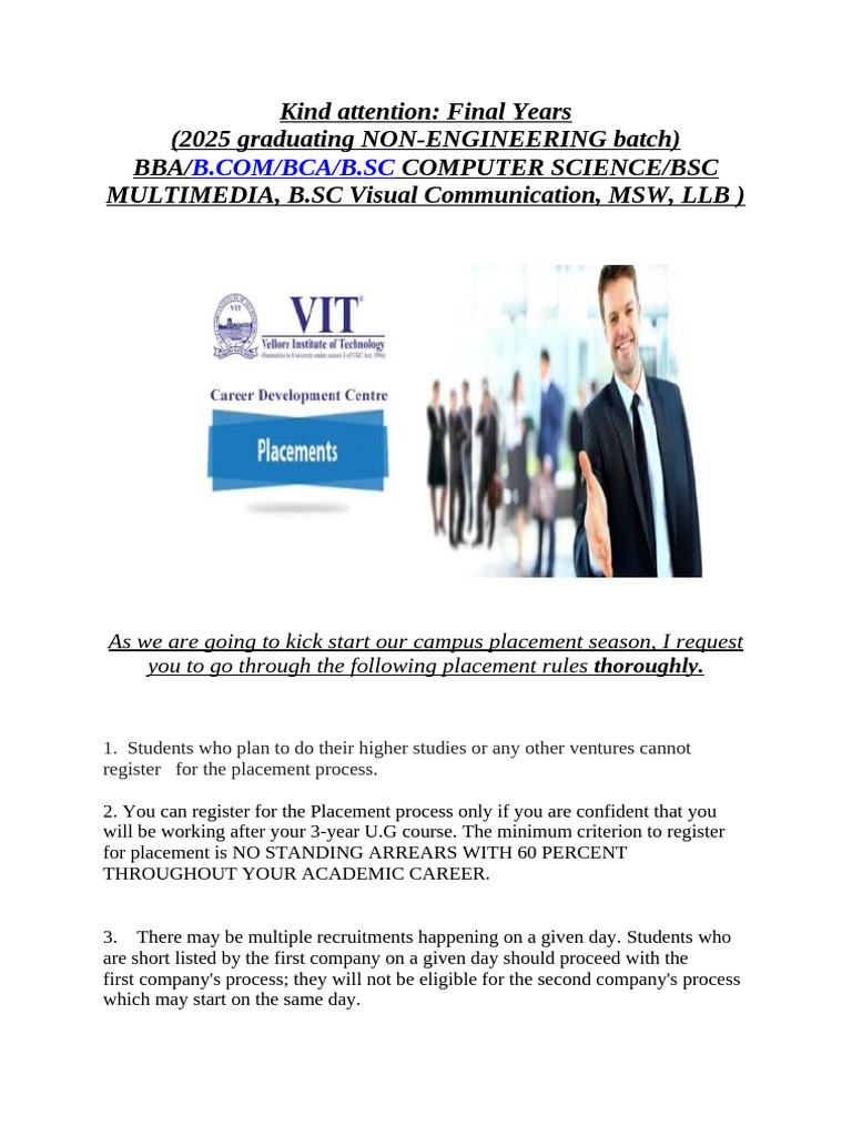 Placement Rules 2025 | PDF