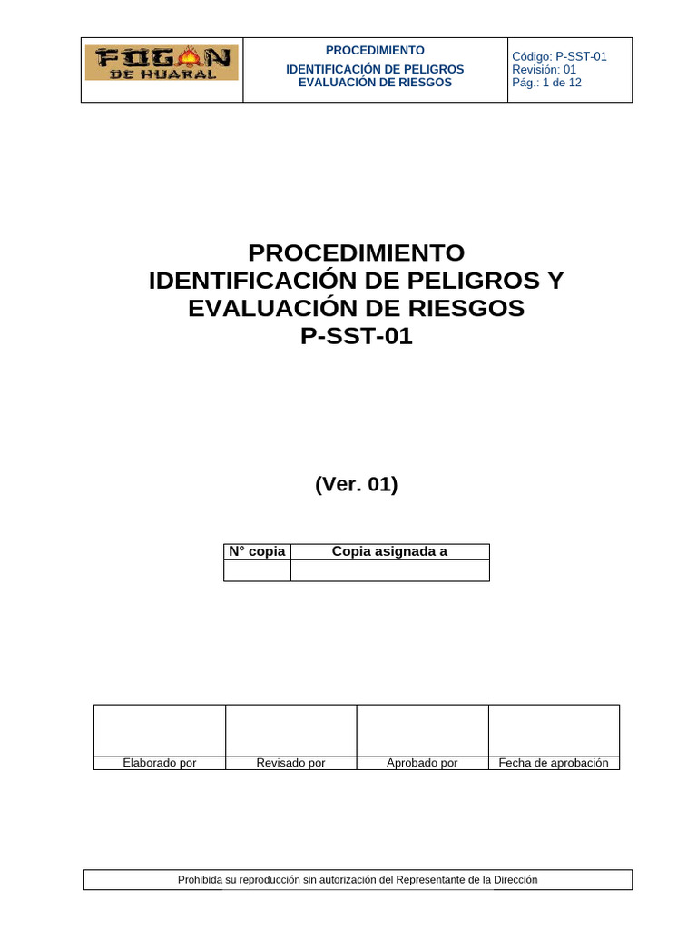 P-SST-01 Procedimiento Iper EF | PDF | Riesgo | Seguridad y salud ocupacional