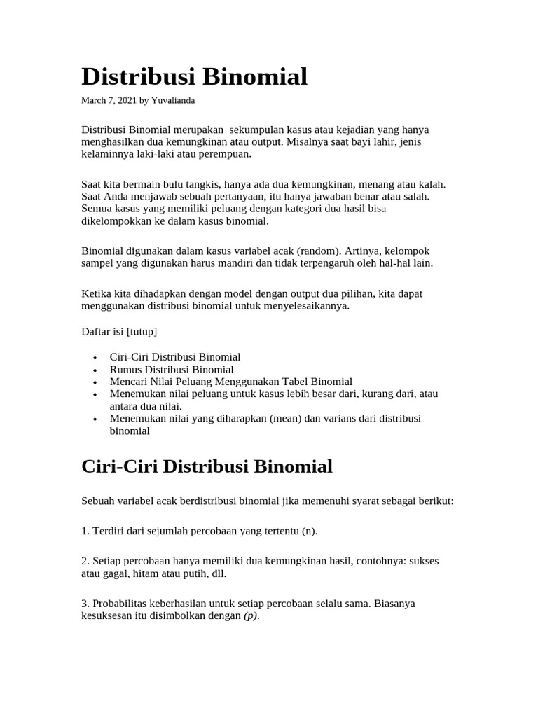 Distribusi Binomial | PDF