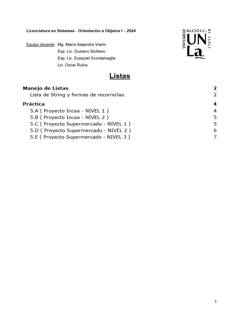OO1-2024-Guia Nro 3 (Listas) | PDF