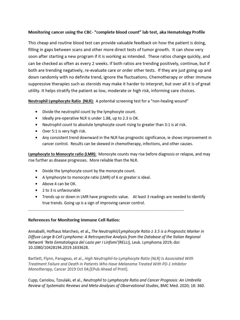 Monitoring Cancer Using The CBC - "Complete Blood Count" Lab Test Aka ...