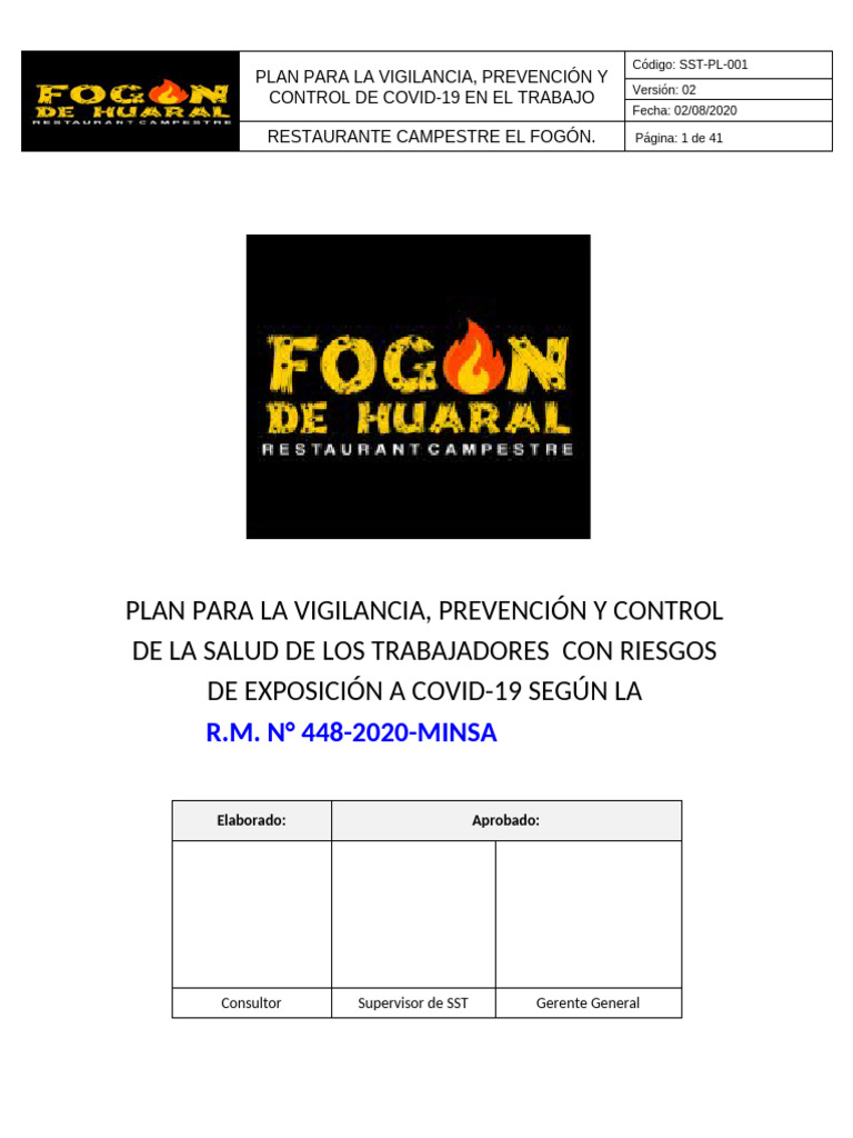 RM 448 - Plan de Vigilancia Restaurante Ef | PDF