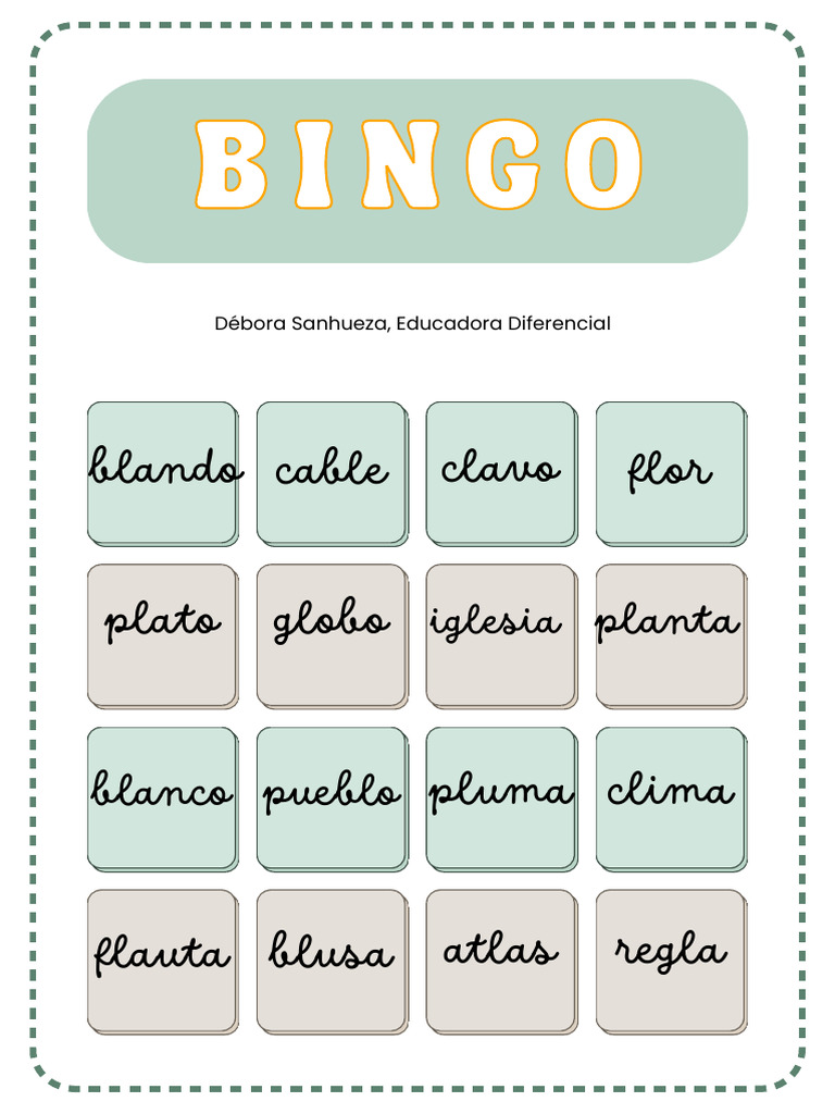 Bingo Difonos Consonanticos Con L | PDF