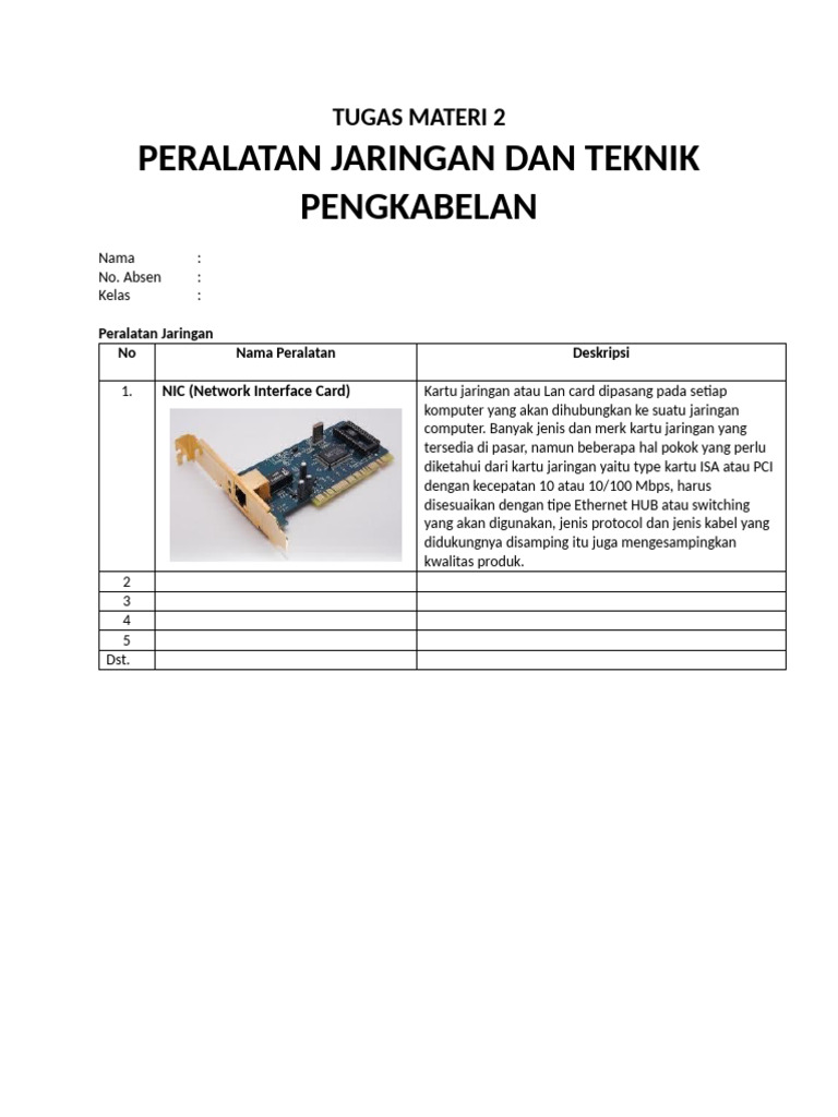 Tugas Materi 2 - Peralatan Jaringan | PDF