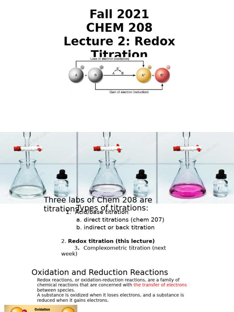 Chem 208 Lecture 2 - Redox RxnsStudentVersion | PDF