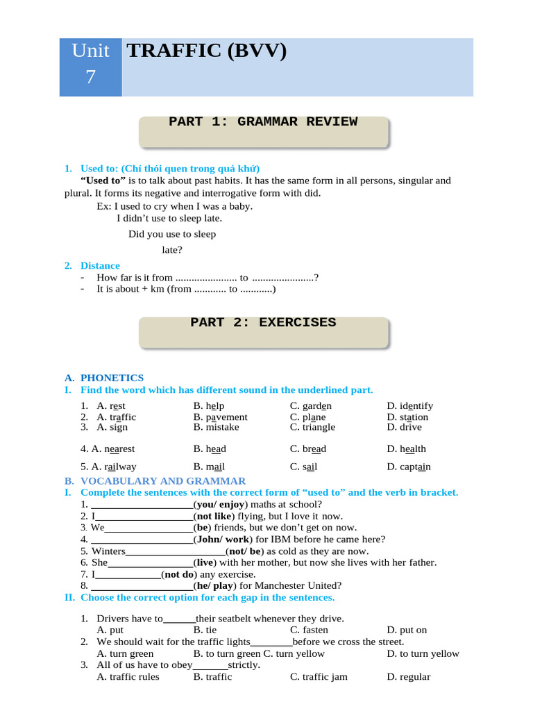 Unit 7 - TRAFFIC | PDF | Traffic | Bus