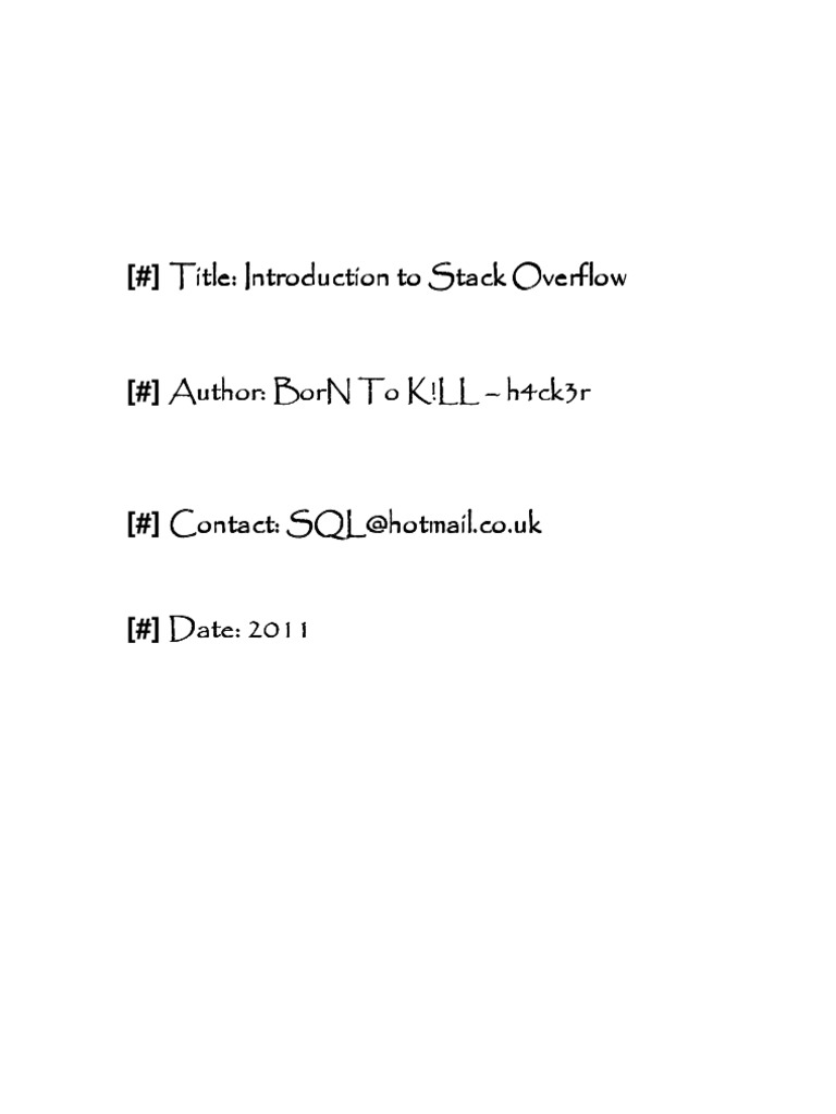 Introduction To Stack Overflow | PDF