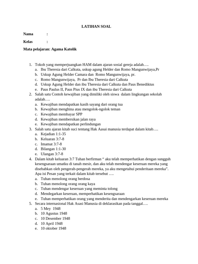 Latihan Soal Xi TKJ A | PDF