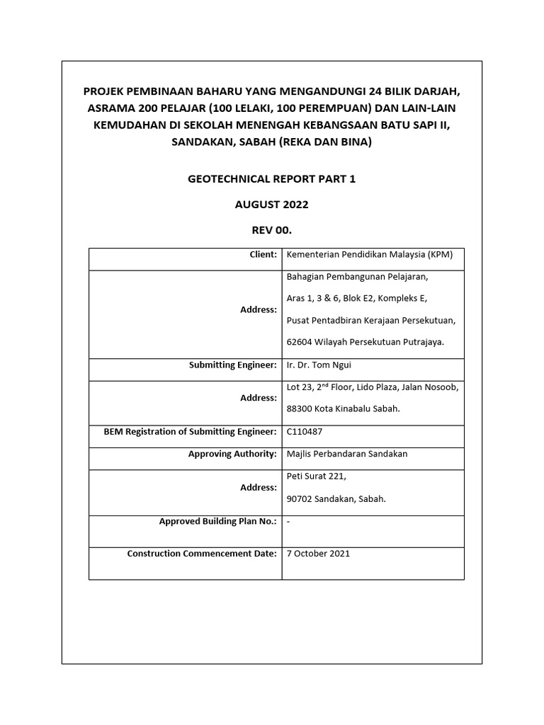 Geotechnical Report Part 1 Combined - IGC Comment | PDF