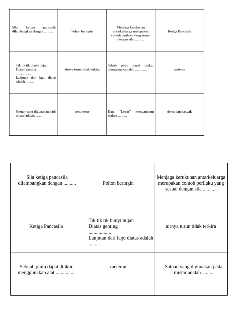 Kartu Soal Mode Make A Match | PDF