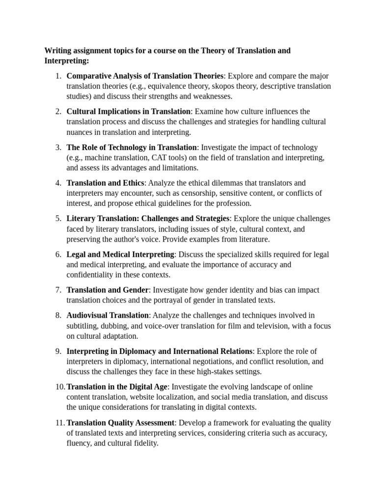 Translation Theory Assignments | PDF | Translations | Language Arts & Discipline