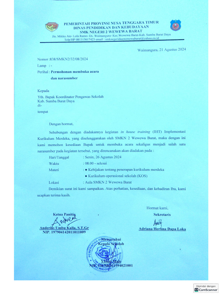 Permohonan Membuka Acara Dan Narasumber | PDF