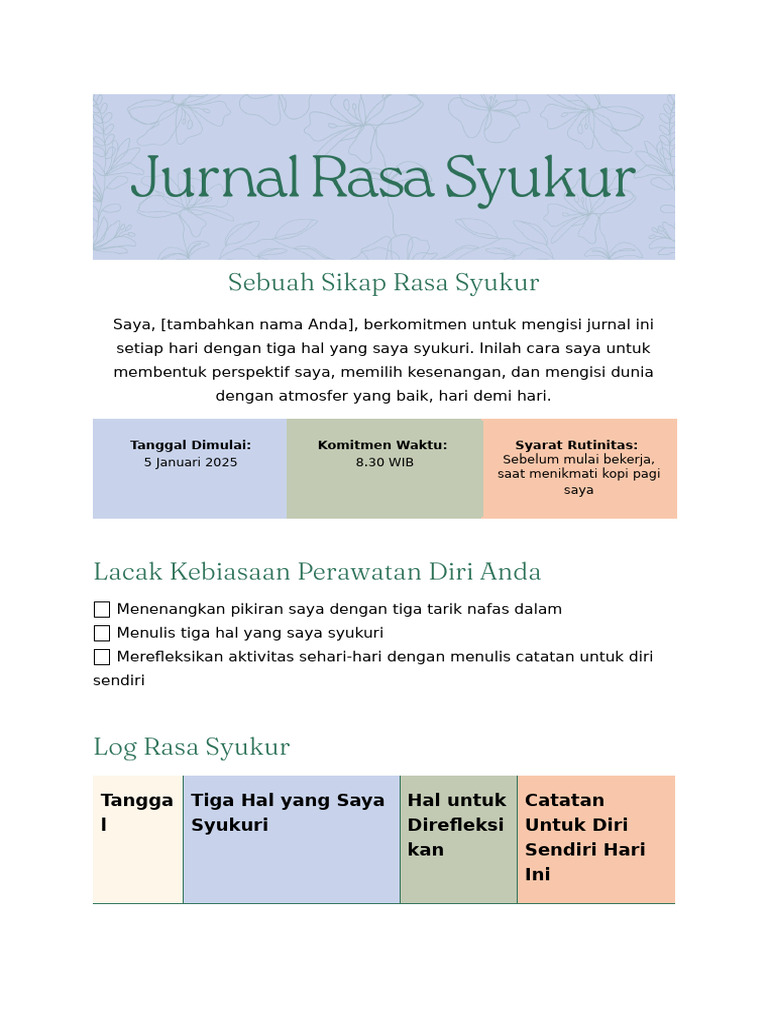 Jurnal Rasa Syukur Dalam Gaya Biru Muda Hijau Cerah Profesional ...