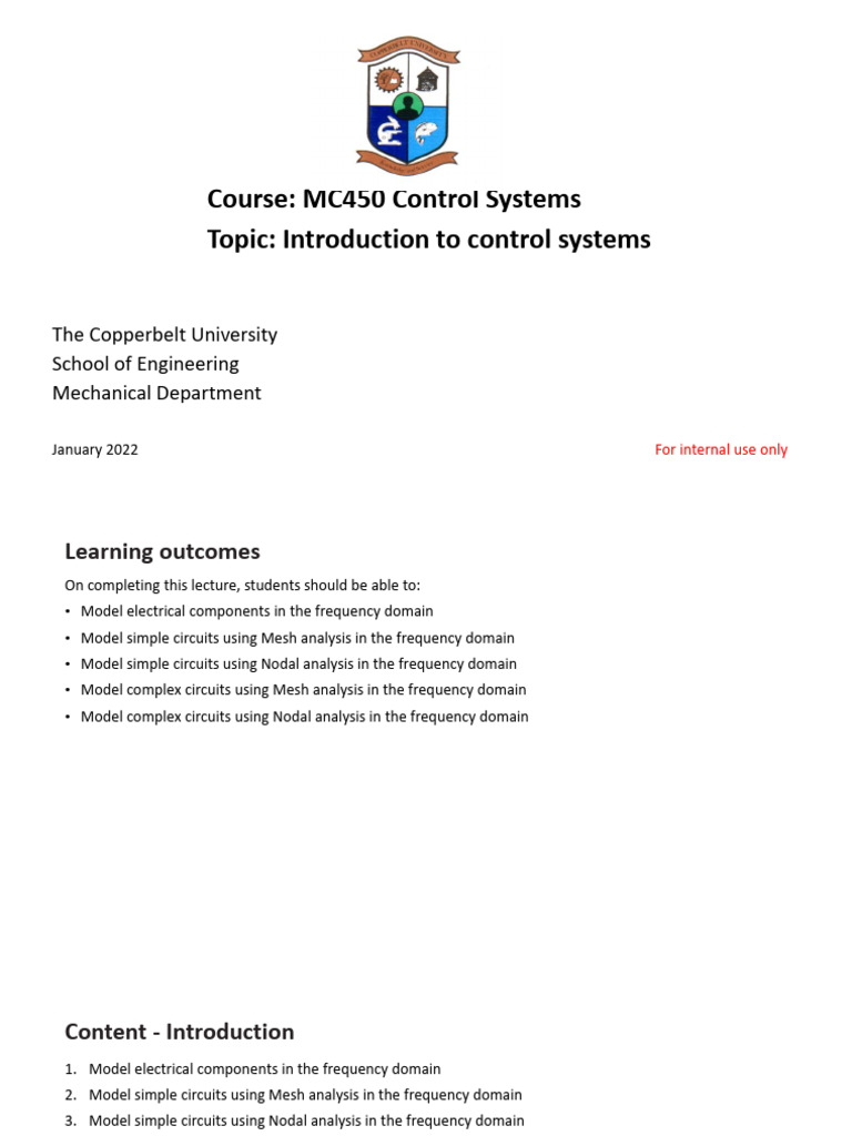 MC450 Frequency Domain Modelling of Electrical Systems | PDF ...