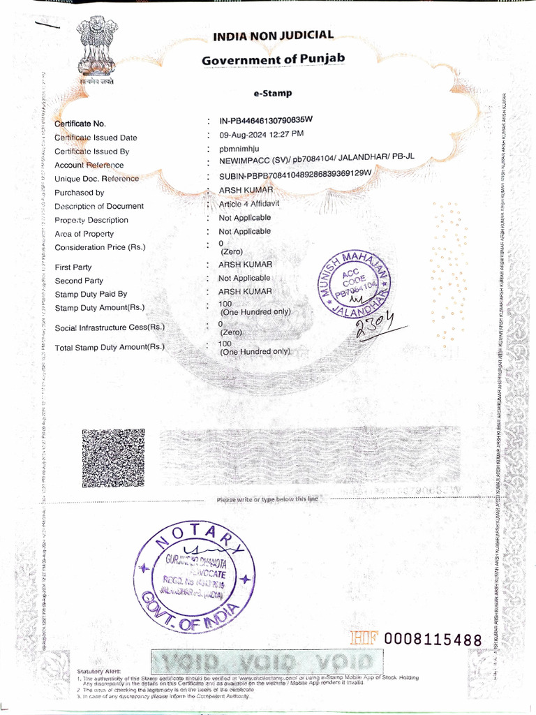 Arsh Kumar No Dealership Holder | PDF