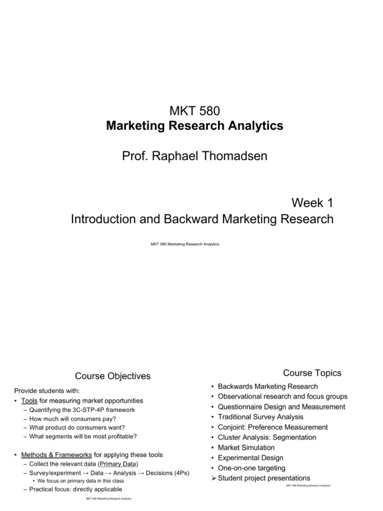 MKT580 - Class - 1 - (Intro) Handout 2024 | PDF