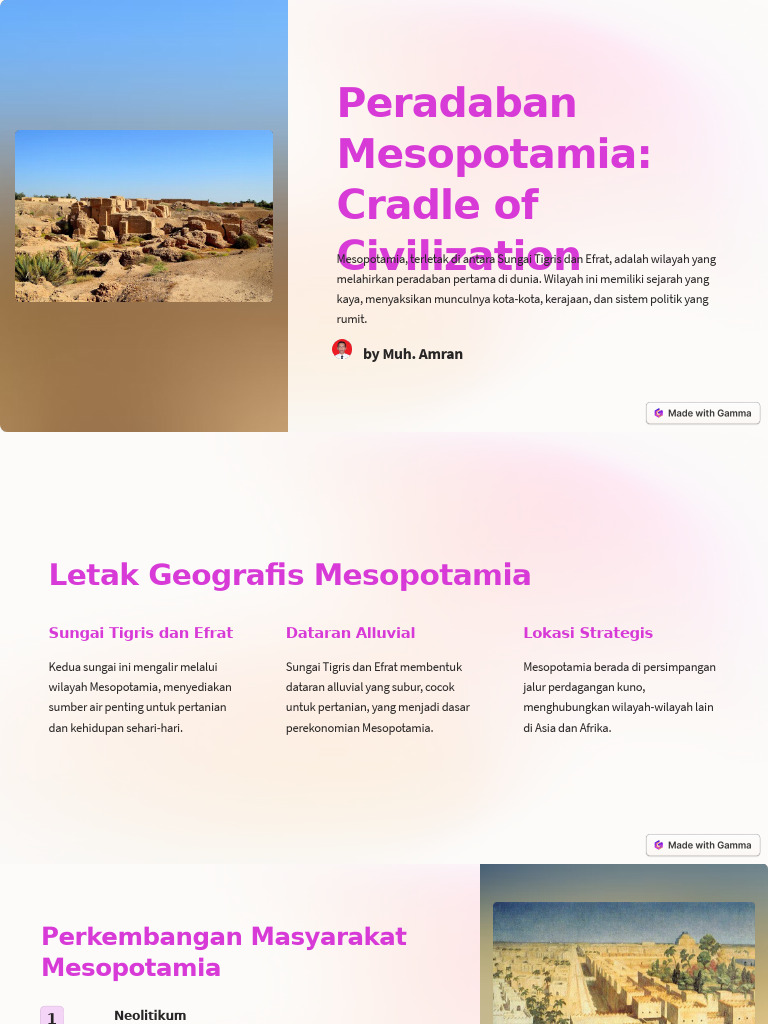 Peradaban Mesopotamia Cradle of Civilization | PDF