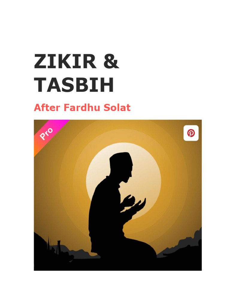 Dhikr Supplication Doa After Prayer | PDF