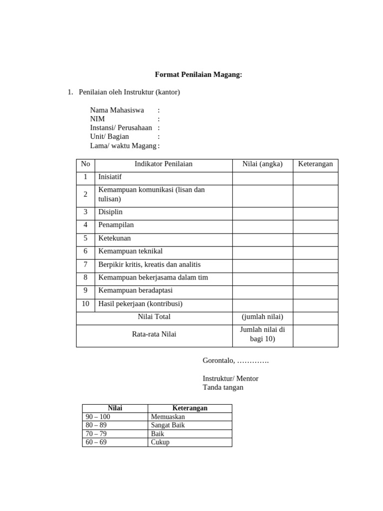 Format Magang | PDF