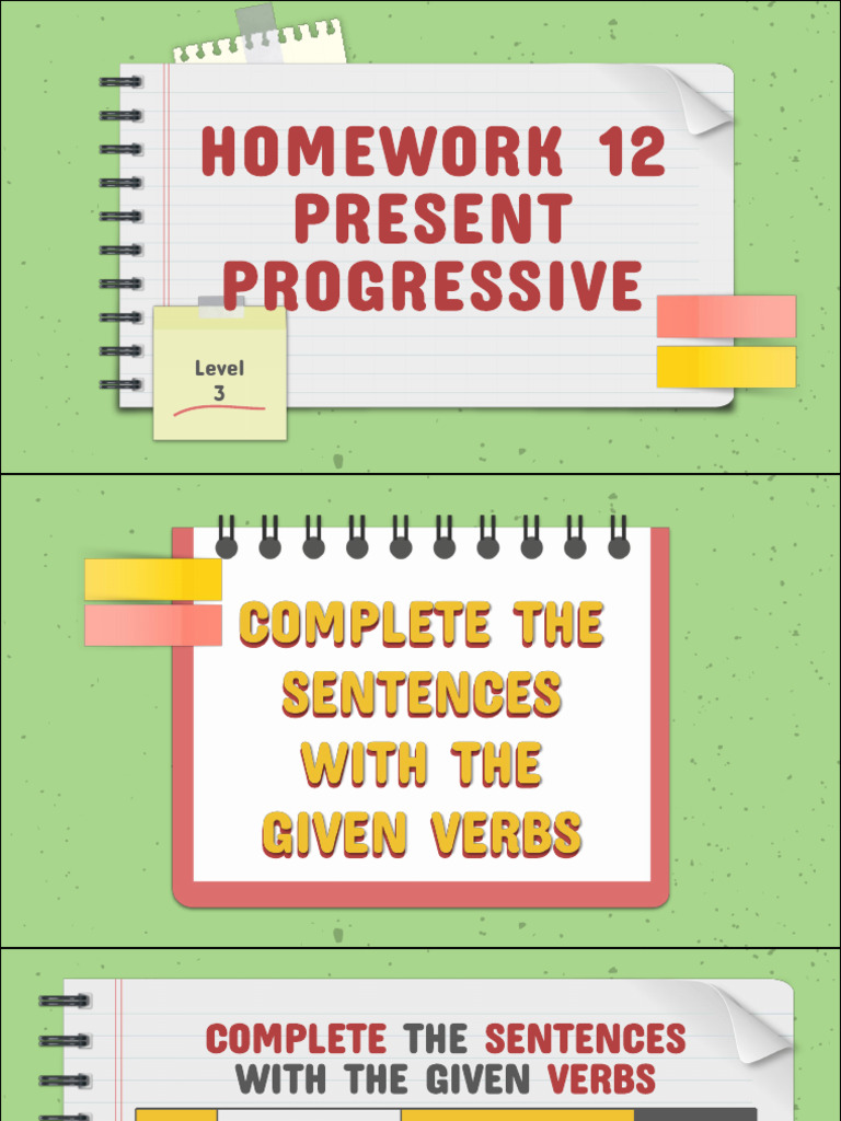 Homework 12 Present Progressive | PDF