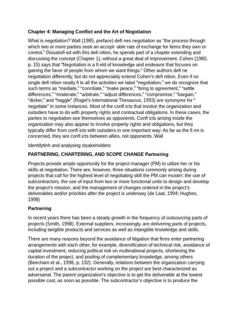 Chapter 4 Managing Conflict and the Art of Negotiation | PDF
