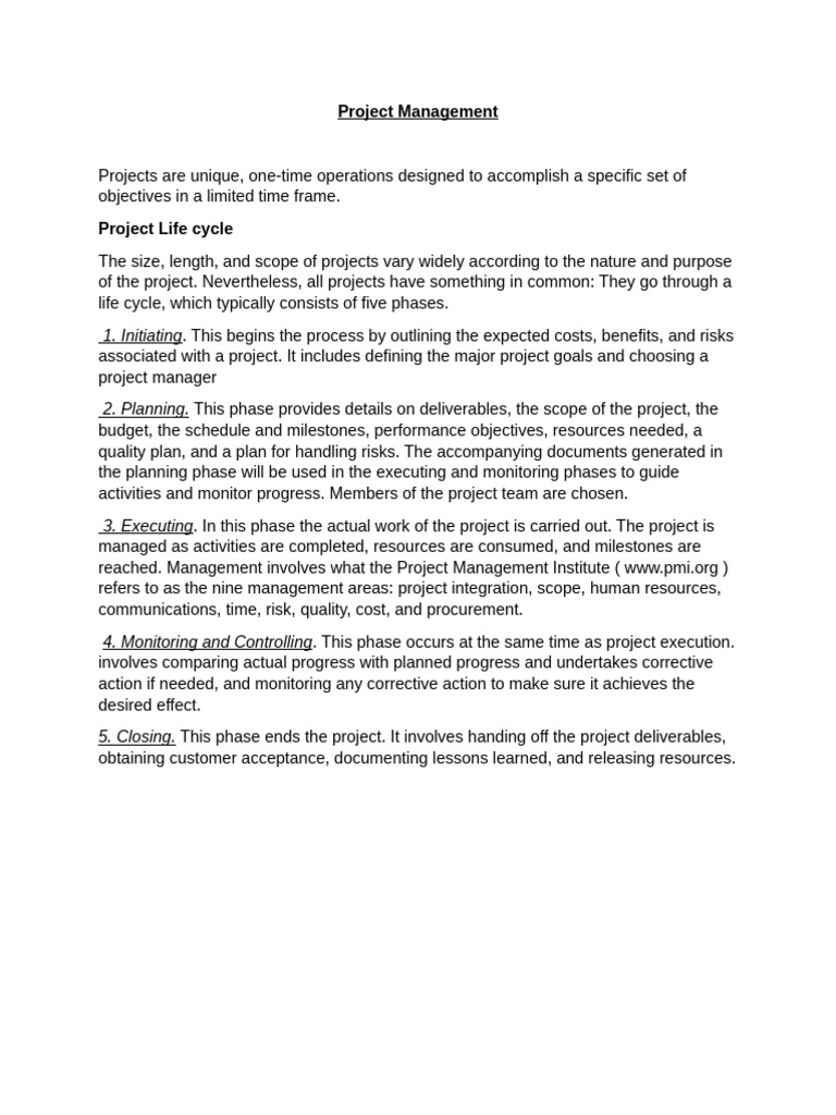 Chapter 1 Project Management | PDF