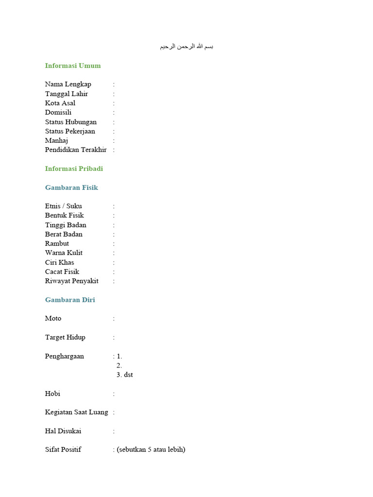 Format_CV Ta'arif.pdf | PDF